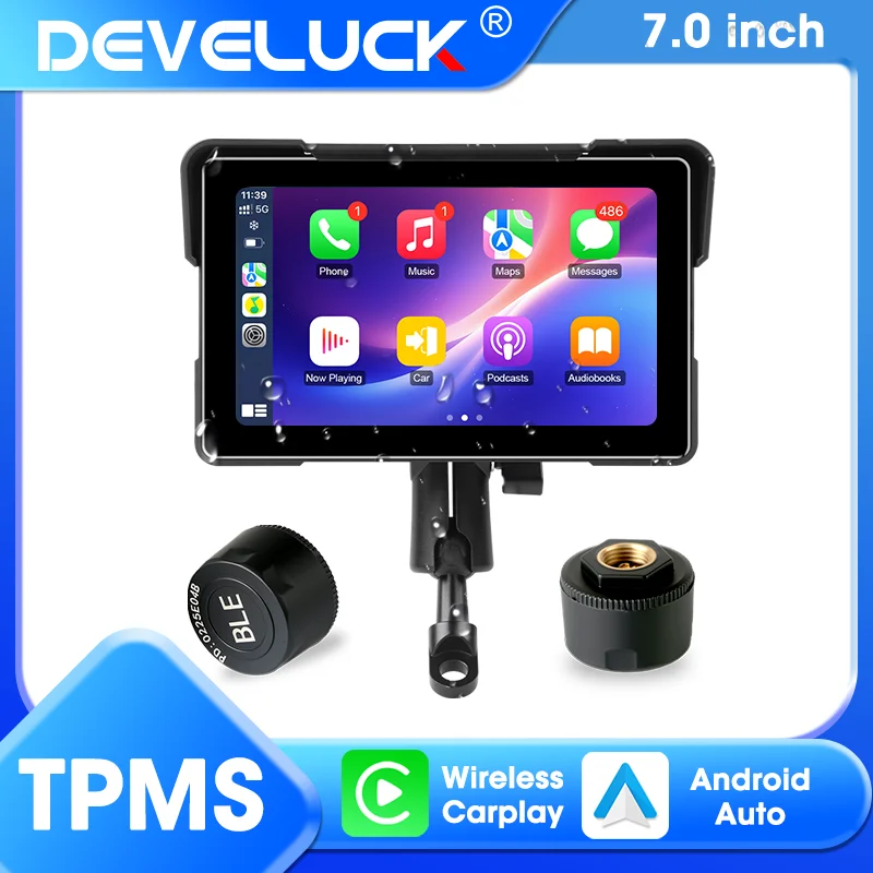 Develuck 7 inch Waterproof Wireless CarPlay Moto GPS Navigation Digital ...