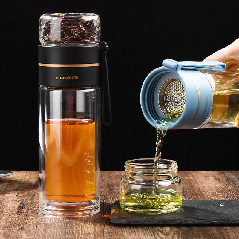 400ml-Glass-Tea-Bottles-Infuser-Bottle-Tea-Separation-Mug-Office-Double ...