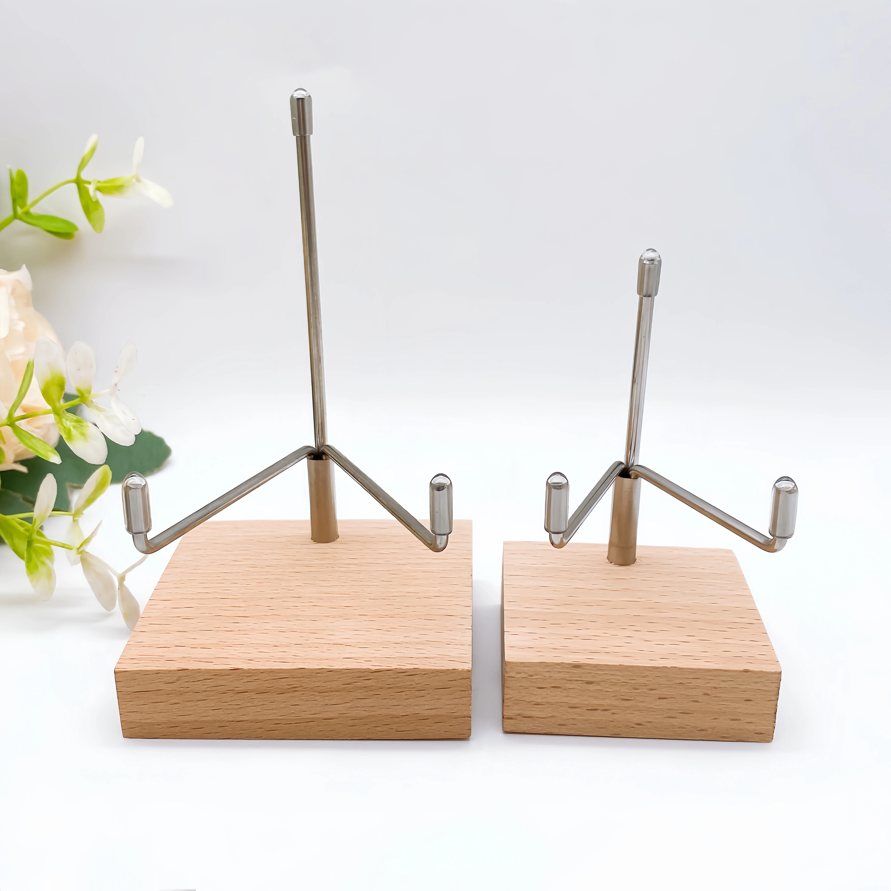 Adjustable Metal Display Stand with Wooden Base Crystal Rock Mineral ...