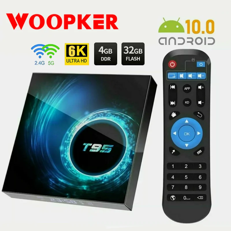 T95 스마트 TV 박스, 안드로이드 10, 블루투스 5.0, 2.4g, 5g 와이파이, 128g, 3D 음성, 16g, 32gb, 64gb, 4k 쿼드 코어 셋톱 박스 ...