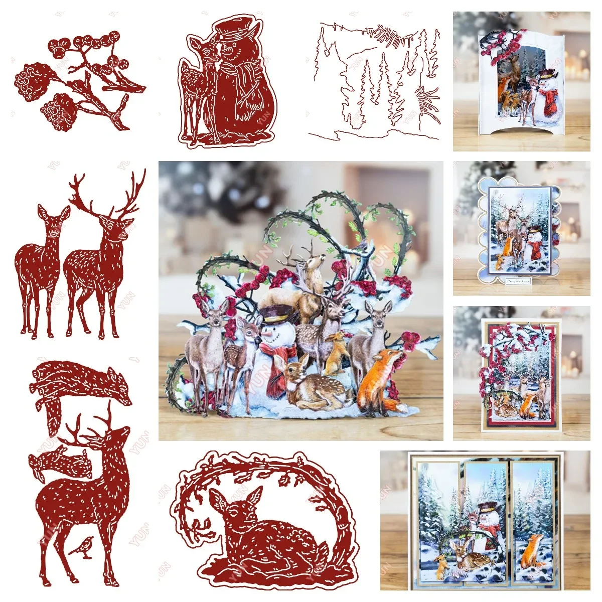 Two Red Robins for Christmas New Die Cedar Snowflake Woods Woodland Die ...