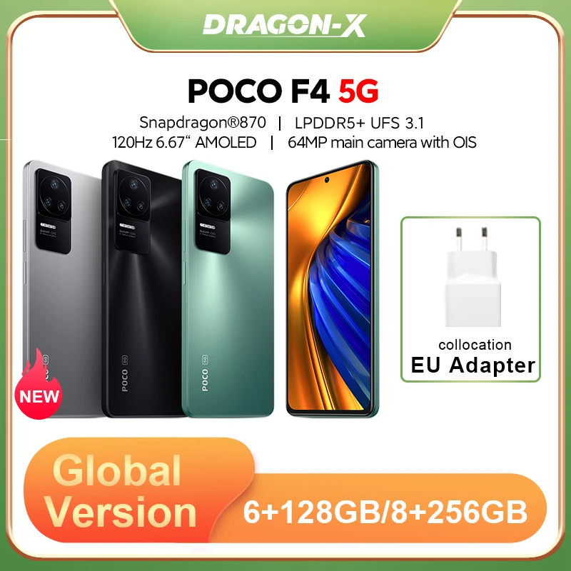 Poco 携帯電話f45G,128GB/256GB,Snapdragon 870オクタコア,120Hz AMOLEDディスプレイ,64mp ...