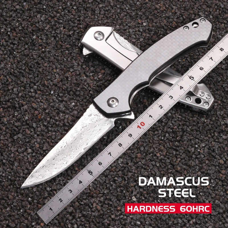 1pcs-folding-knife-carbon-fiber-and-steel-handle-with-back-clip-design ...