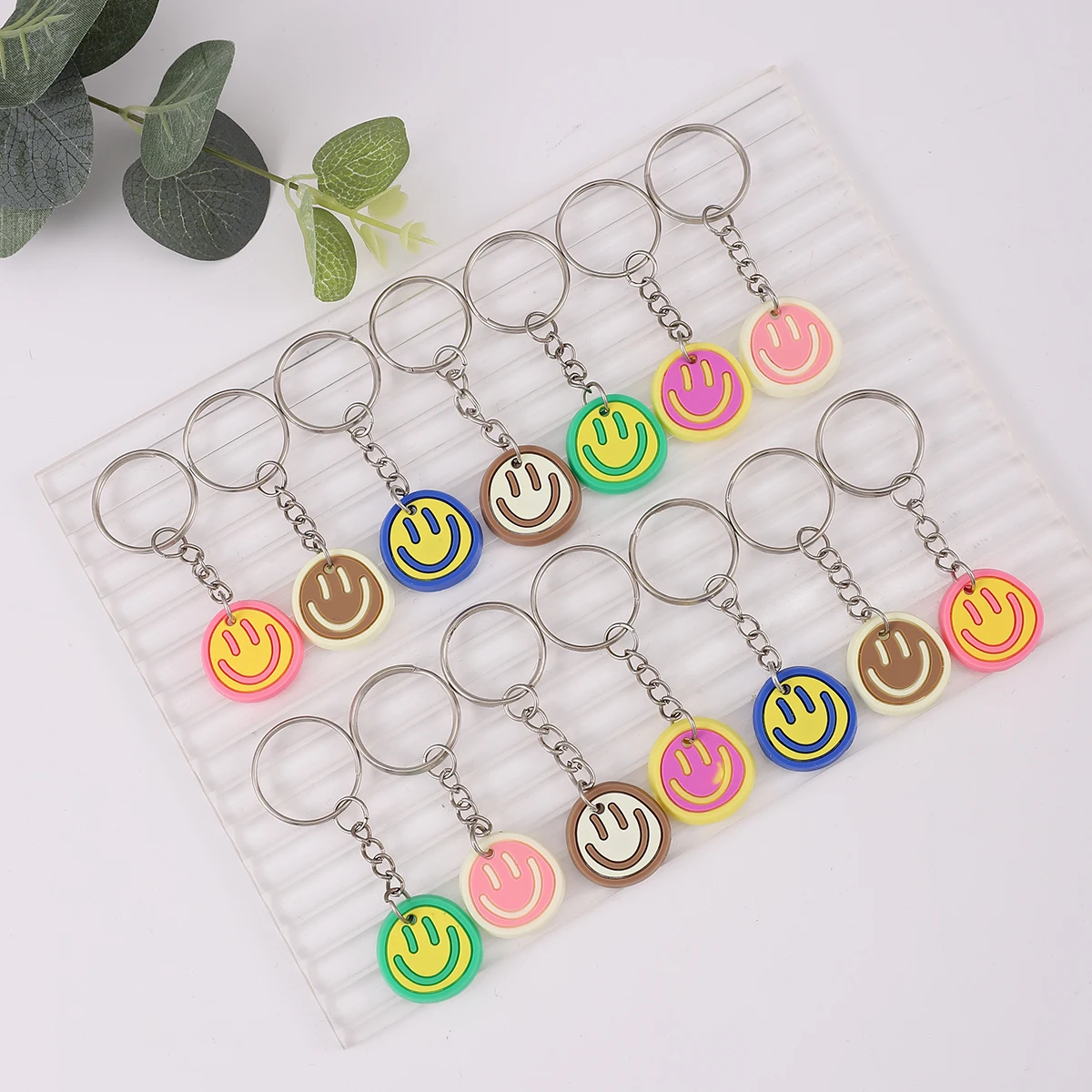 14pcs-Cartoon-Smile-Face-Keychain-Cute-PVC-Key-Ring-Luggage-Purse-Bag ...