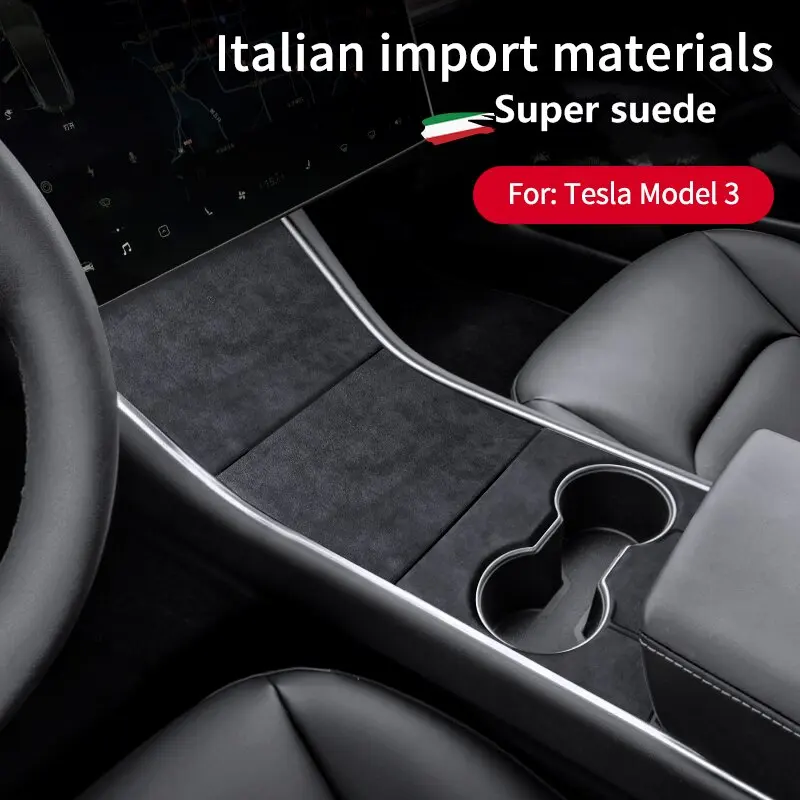 For-Tesla-Model3-2017-2020-Italian-suede-Car-Central-Console-Gear ...