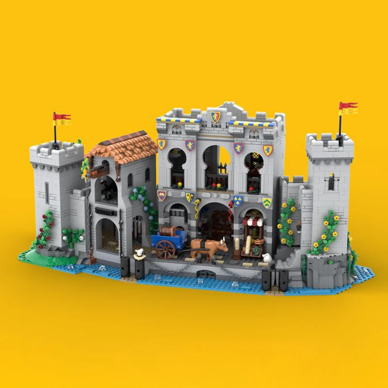 3564PCS-Medieval-Castle-MOC-Fortified-Port-Model-Building-Blocks-Lion ...