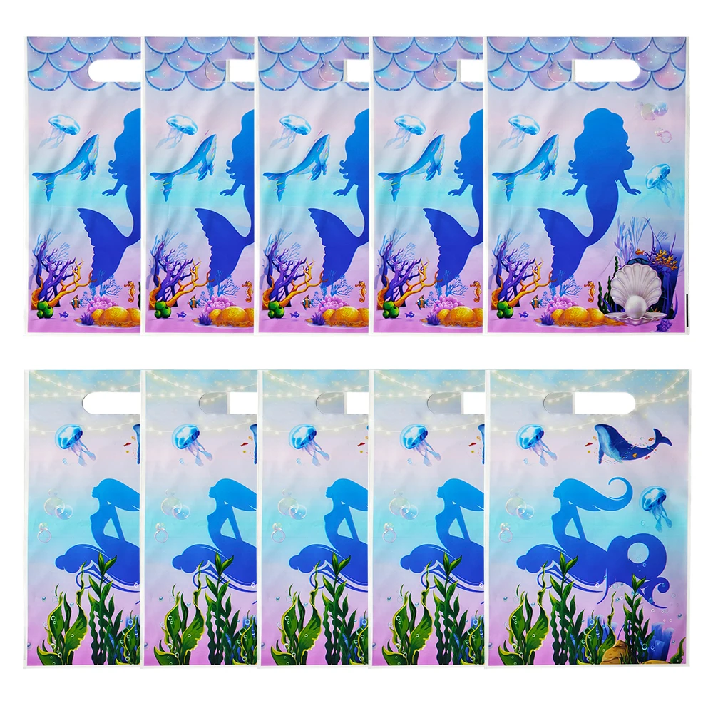 50Pcs-Mermaid-Gift-Bags-The-Little-Mermaid-Plastic-Candy-Cookie-Tote ...