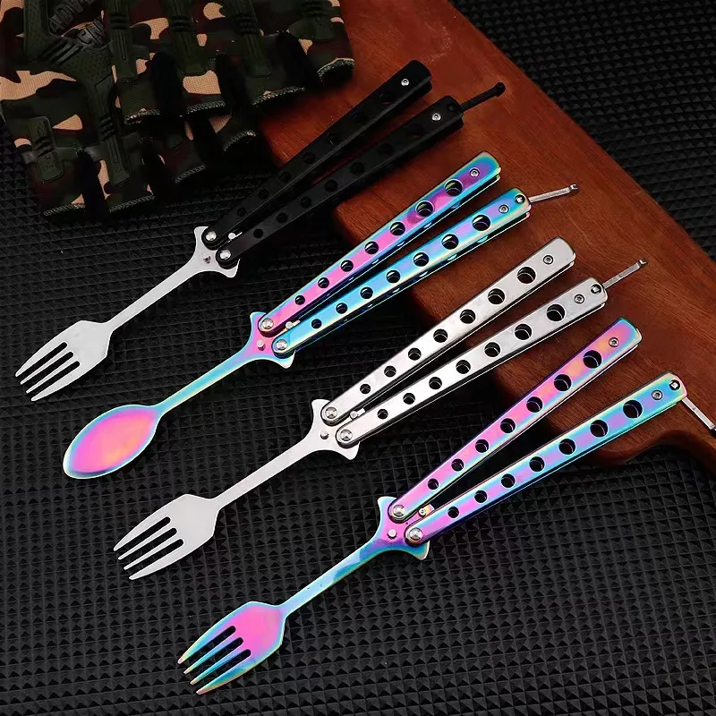 Butterfly-Knife-Folding-Spoon-Fork-Balisong-Training-Spoon-Fork ...
