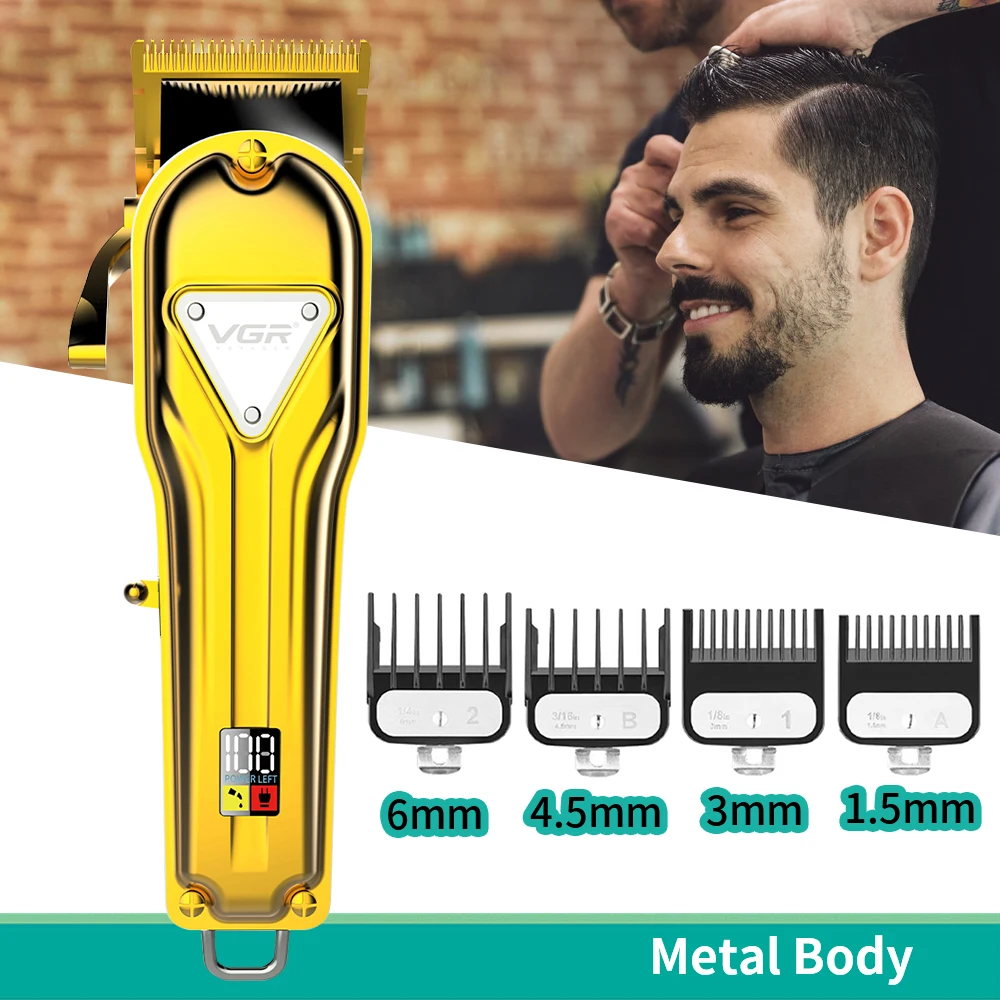 VGR cortadora de pelo inalámbrica recargable para hombre, máquina de corte de pelo de Metal ...