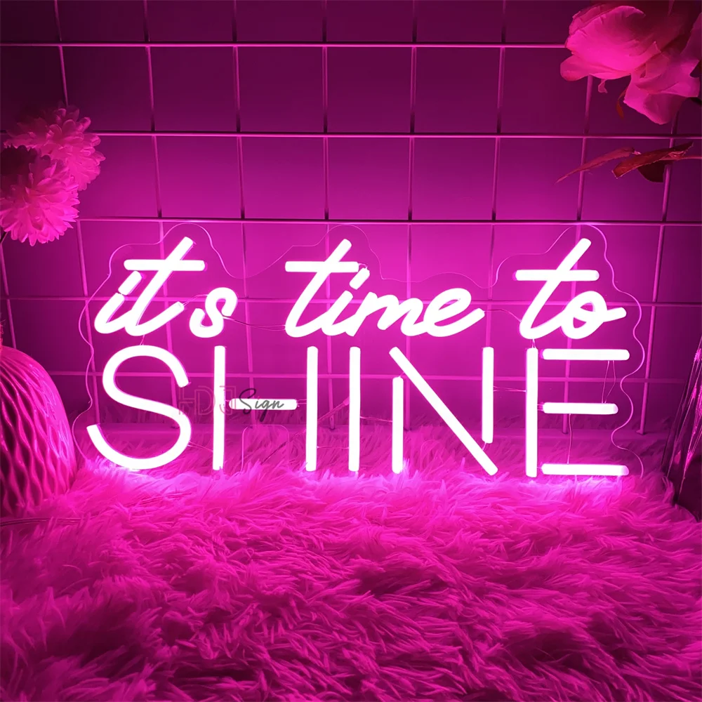 It Is Time To Shine Neon Led Sign Room Wall Decor LED Night Lights Sign ...