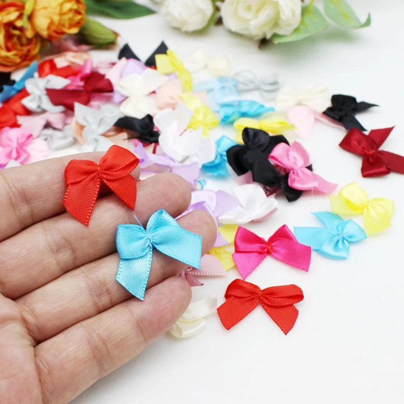 50/100pcs Mix noeud ruban Satin Ribbon Bows 25mm Hand Bow-knot Tie ...
