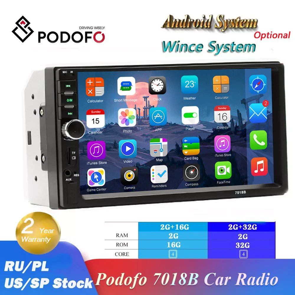 Podofo-receptor-est-reo-2-Din-para-coche-reproductor-MP5-con-Audio-FM ...