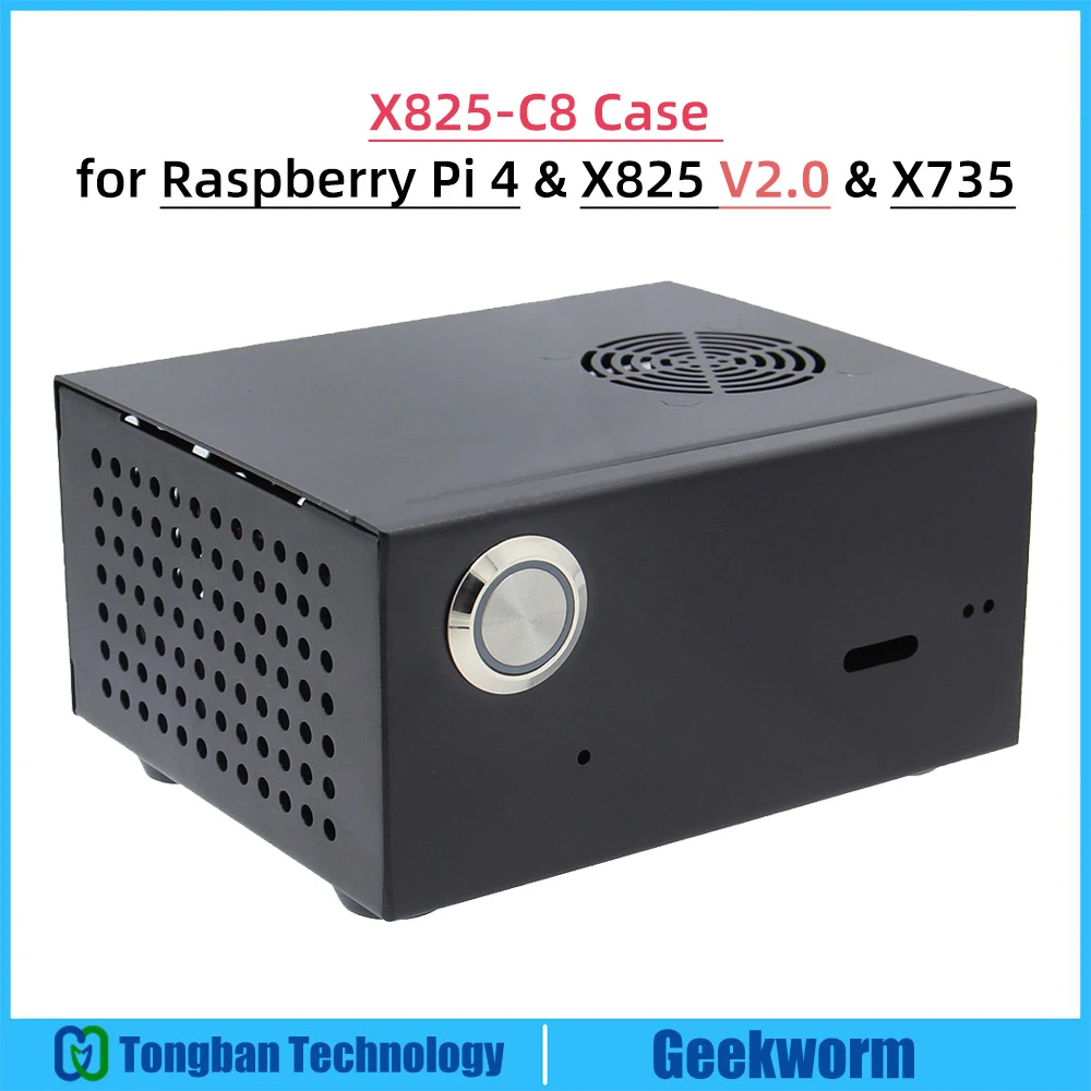 Raspberry Pi X825 Ssd&hdd Sata Board Matching Metal Case + Switch + Cooling Fan For X825 & Pi 4 ...