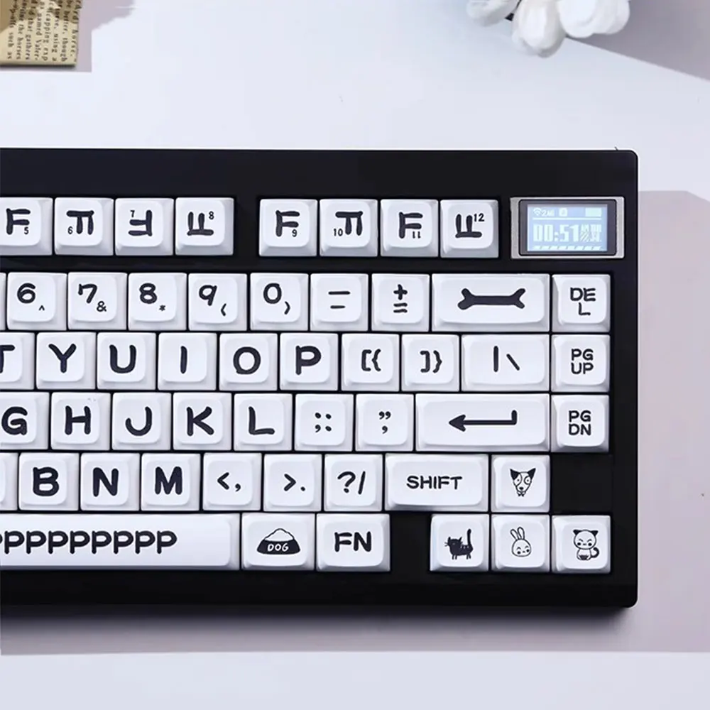 USLION-125Keys-XDA-Profile-Keycaps-Black-White-Cartoon-Theme-PBT ...
