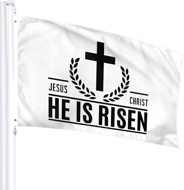 Black And White He Is Risen Banner