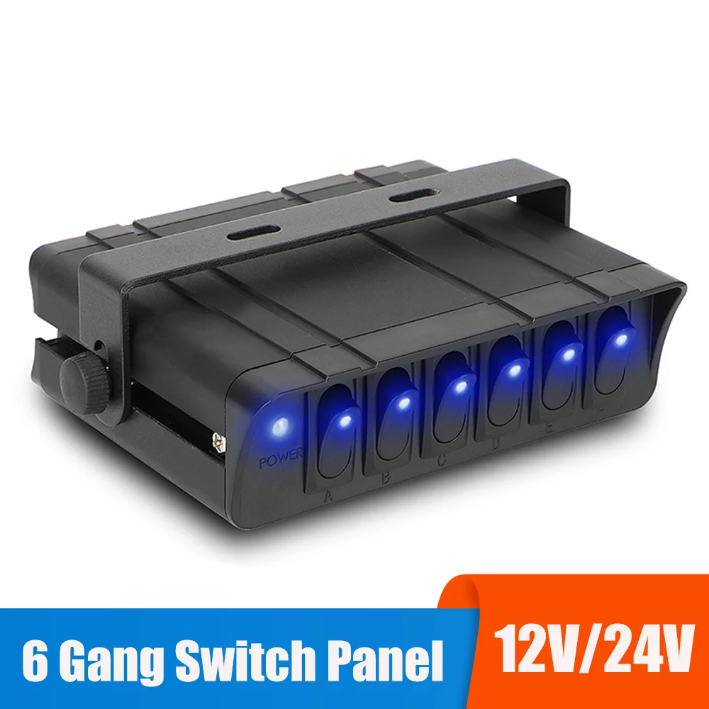 24V-12V-6-Gang-Switch-Panel-Box-Light-Toggle-LED-Indicator-Car ...