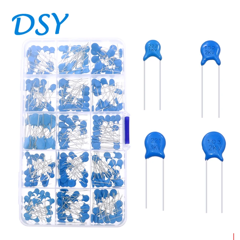 300Pcs 15Value x 20pcs High Voltage Ceramic Capacitors 1KV 2KV 3KV Blue ...