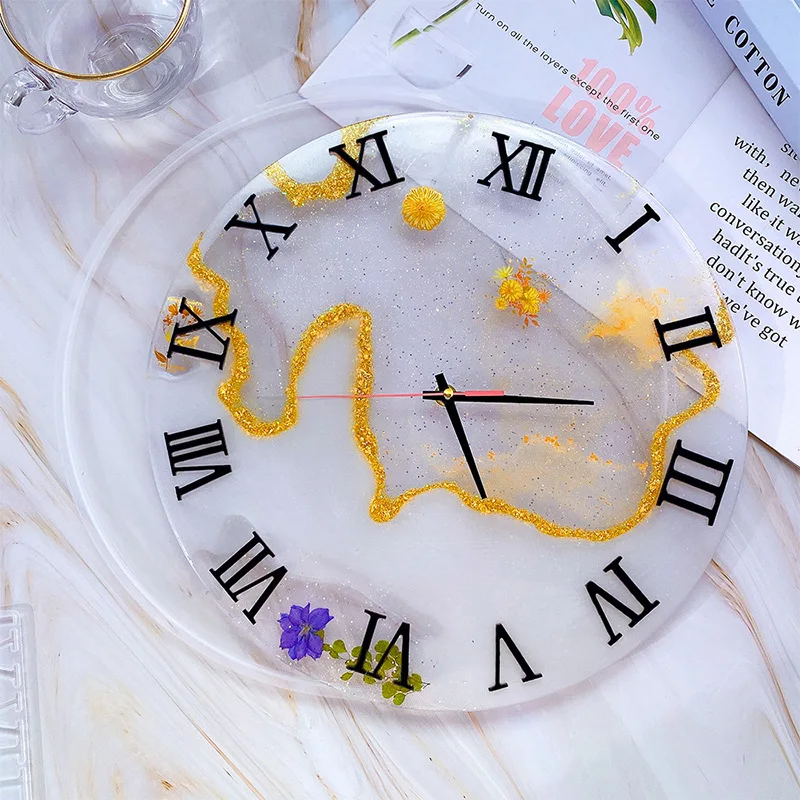 Large-Round-Clock-Dial-Mold-DIY-Crystal-Epoxy-Roman-Numeral-Ornament ...