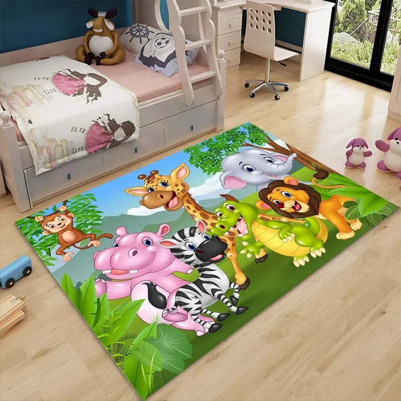 3D Cartoon Zoo Animals Baby Creeping Mat Rug for Kids Room Decor ...