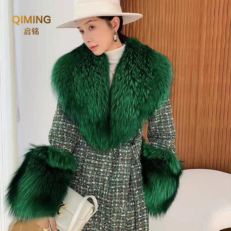 Winter-Faux-Fur-Collar-Cuffs-Set-Women-Fluffy-Large-Shawl-Coat ...