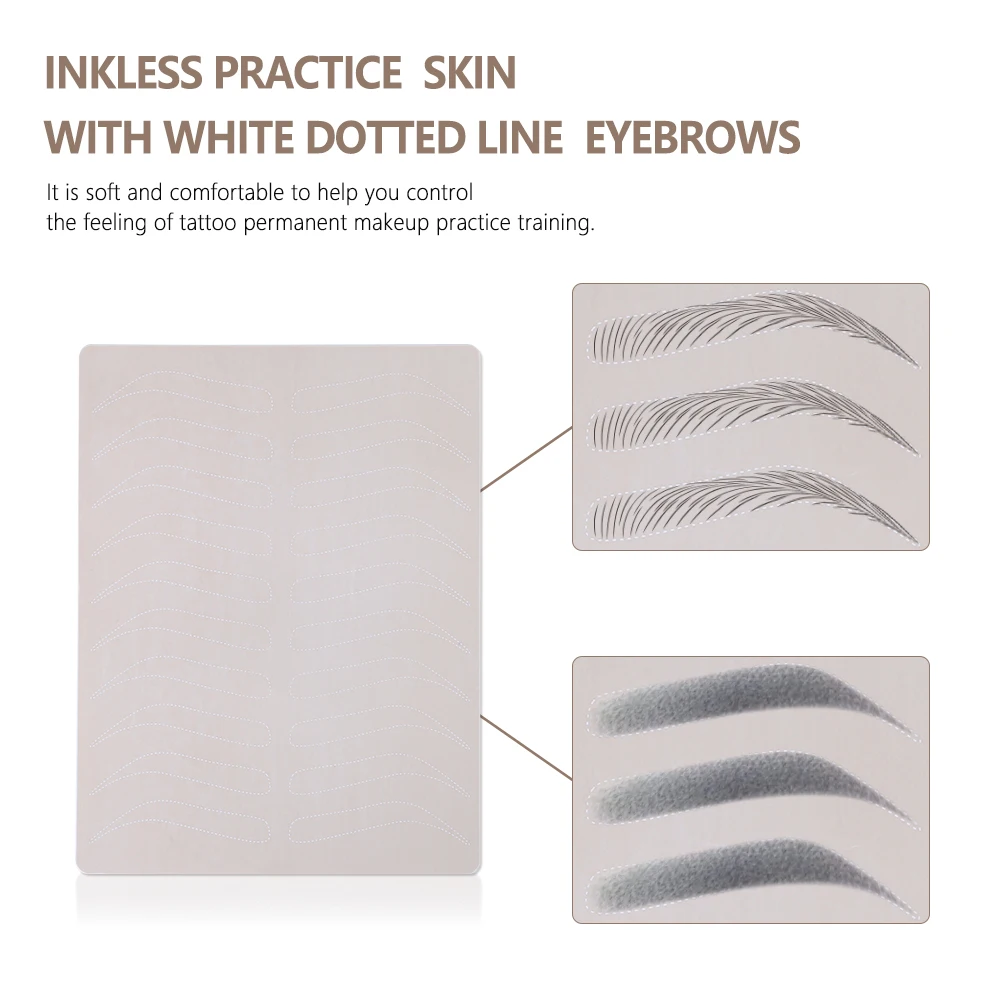 1/3/5Pcs Inkless Practice Skin W/ White Dotted Line Eyebrows Soft ...