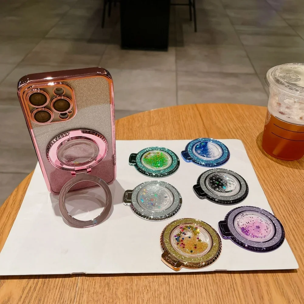 Fashion-Glitter-Bling-Quicksand-Plating-Finger-Ring-Holder-360-Rotating ...