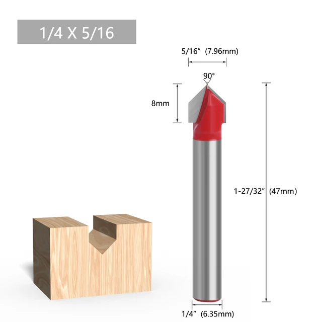 1PC 1/4" 6.35MM 6MM Shank Milling Cutter Wood Carving 90 V Type ...
