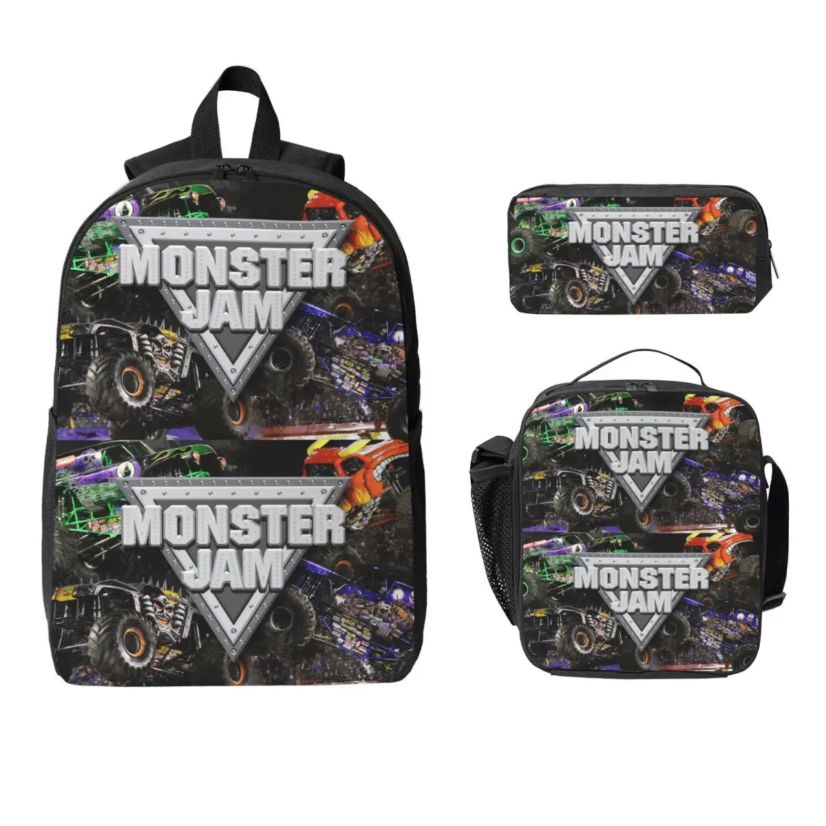 Classic Monster Jam Pattern Backpack Boys Girls BookBag School Bag ...