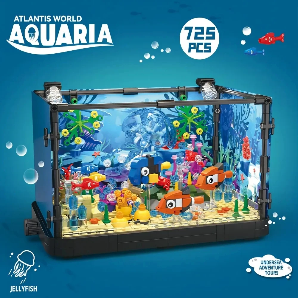 Sketching-Ocean-Turtle-Fish-Tank-Aquarium-Block-Set-Tropical-Rainforest ...