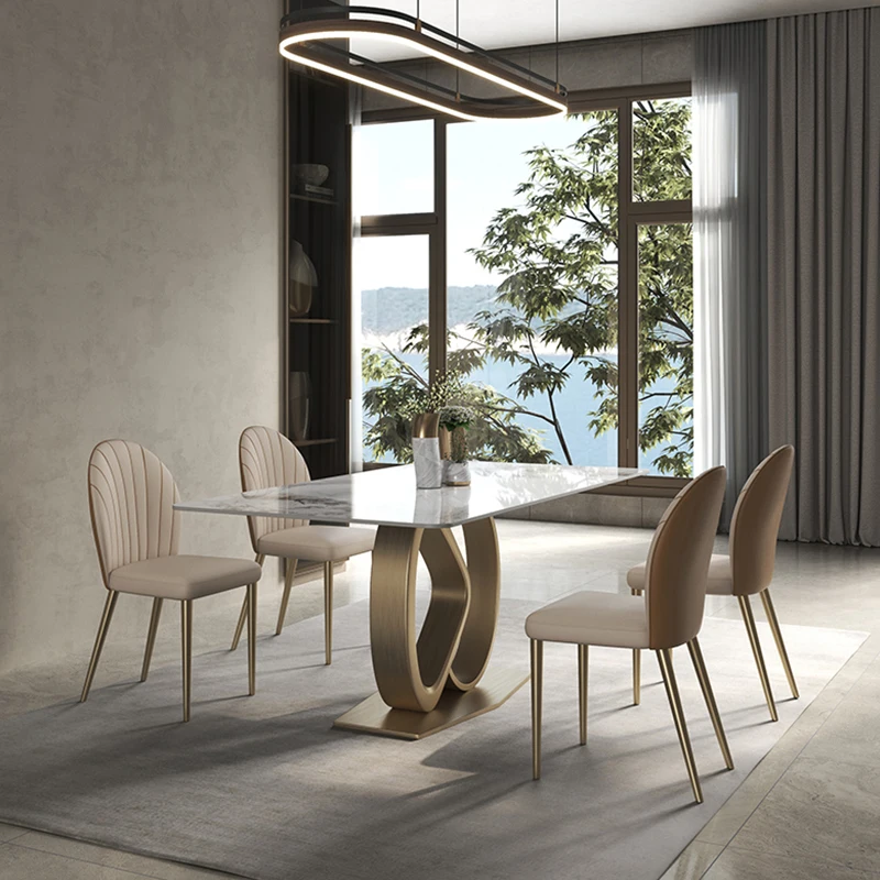 Italian Light Luxury Bright Slate Dining Table High-end Restaurant ...