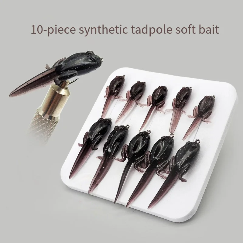 10Pcs Soft Fishing Lures Tadpole Soft Baits Realistic Biomimetic Bait ...