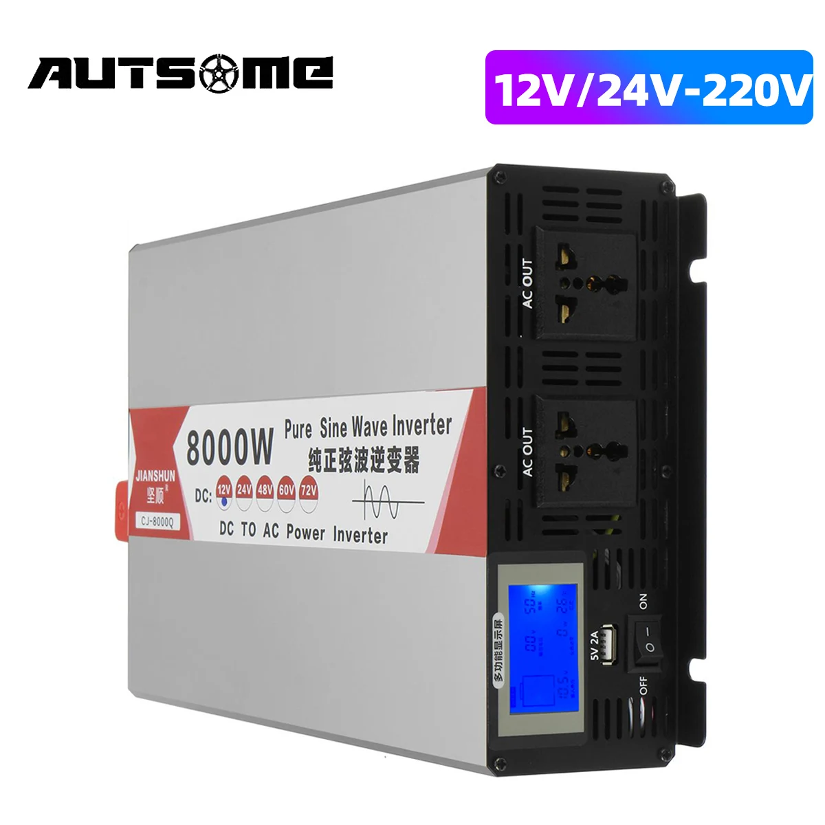 Onda senoidal pura inversor dc 12v/24v para ac 110v/220v 4000w 5000w 6000w 8000w transformador ...