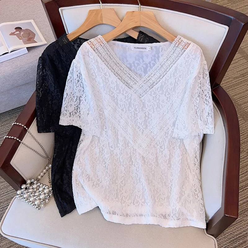 170Kg Plus Size Women's Bust 170 Summer Loose Short sleeved V-Neck T ...