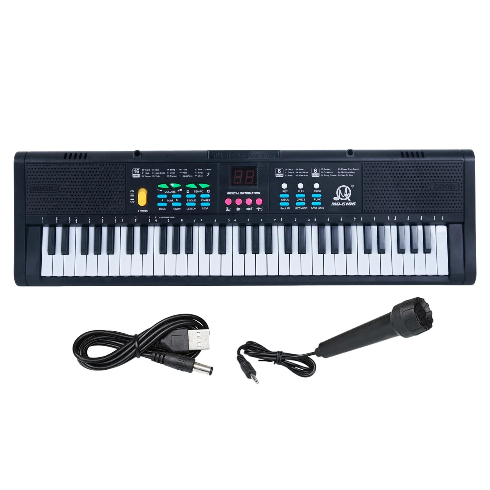 Digital Music Piano Keyboard Microphone 61 Keys Musical Practical ...