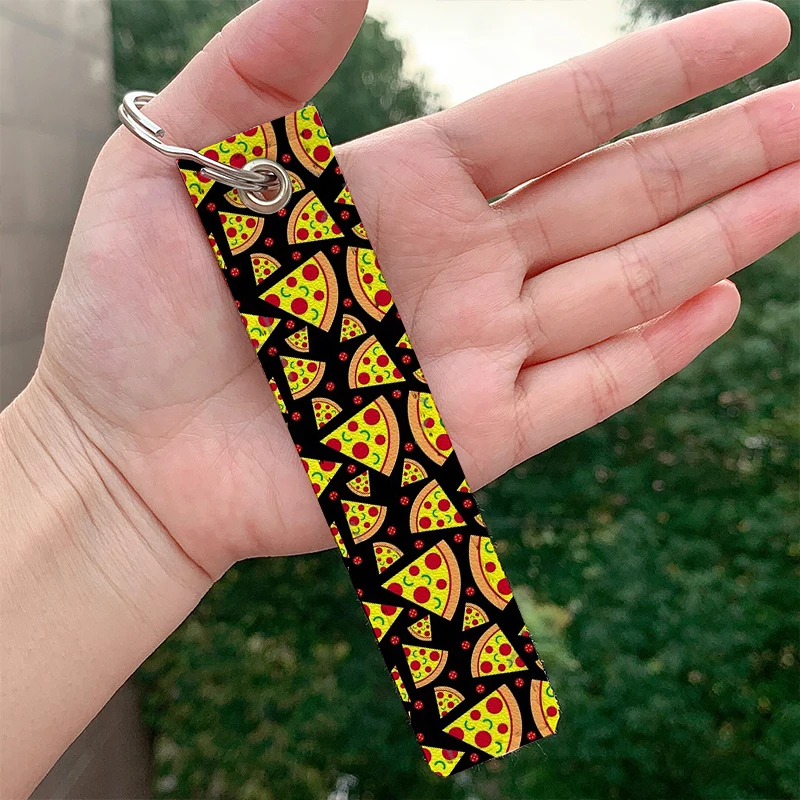 Fashion-Pizza-Slices-Pattern-Keychain-Strap-Keyring-Hanging-Holder-Bag ...