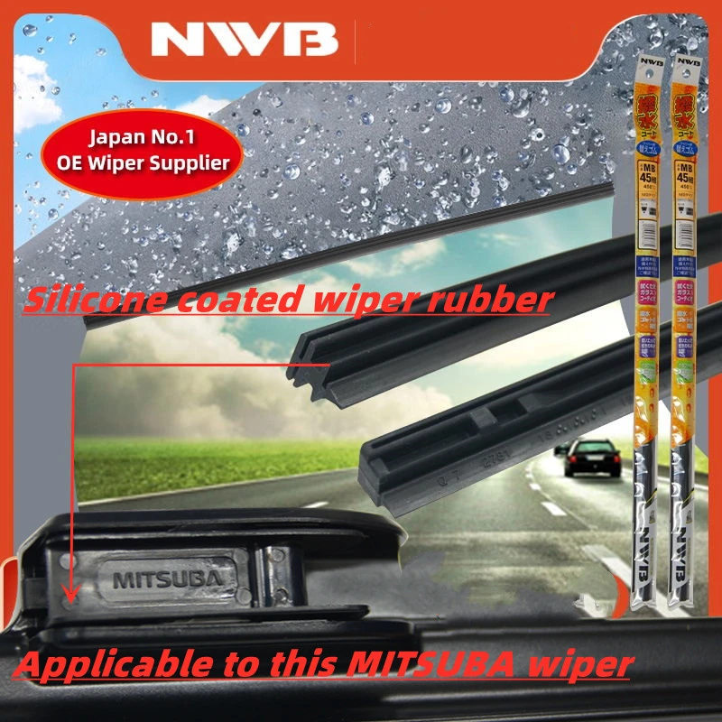 NWB silicone coated wiper rubber suitable for Nissan Infiniti Honda Acura Mitsubishi Mazda ...