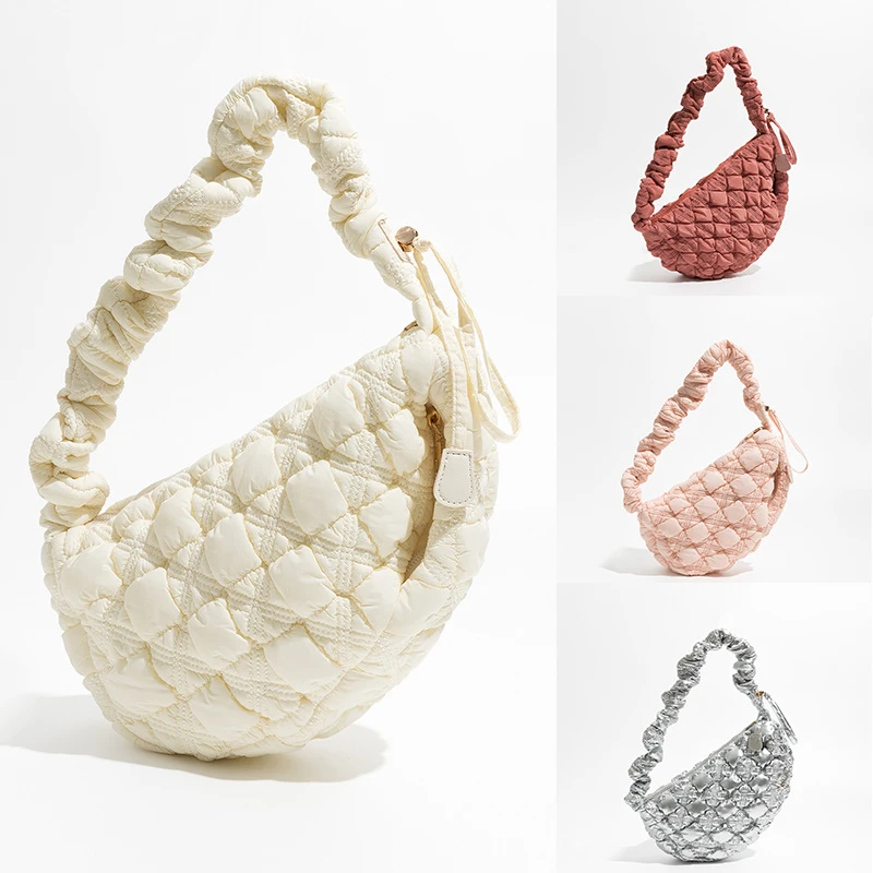 Fashion Quilted Hobos Women Shoulder Bags Designer Ruched Strap ...