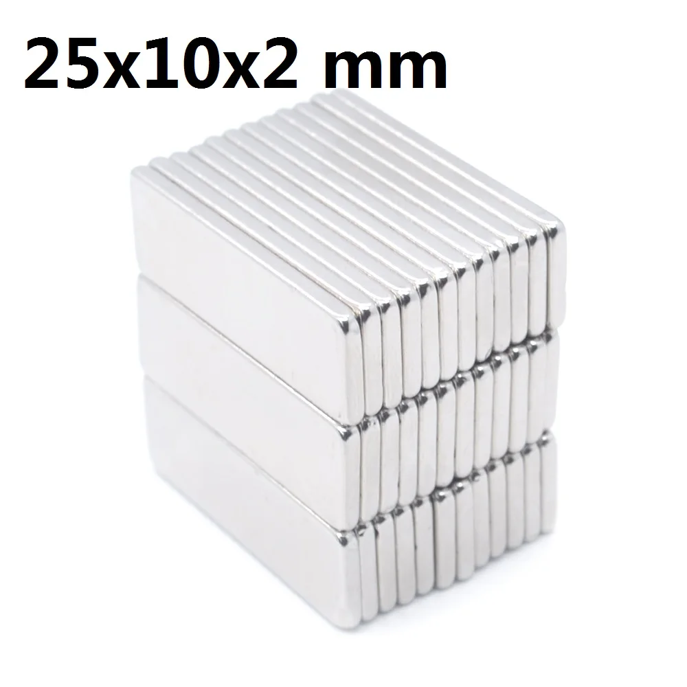 2-10-20-50-500Pcs-25x10x2-Neodymium-Magnet-25mm-x-10mm-x-2-N35-NdFeB ...