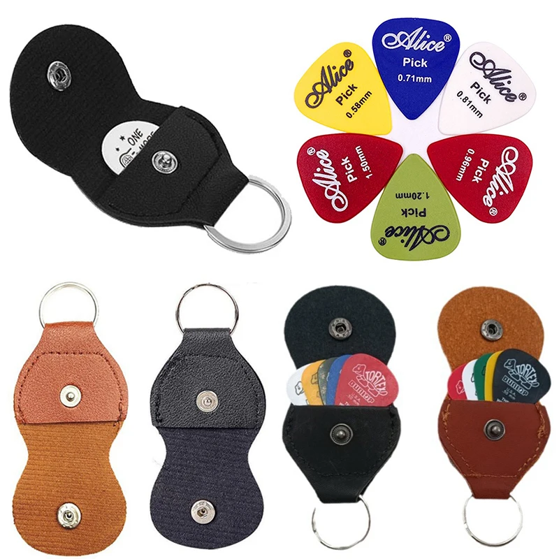 3PCS/Pack PU Leather Potable Guitar Pick Bag Black Brown 2Color ...