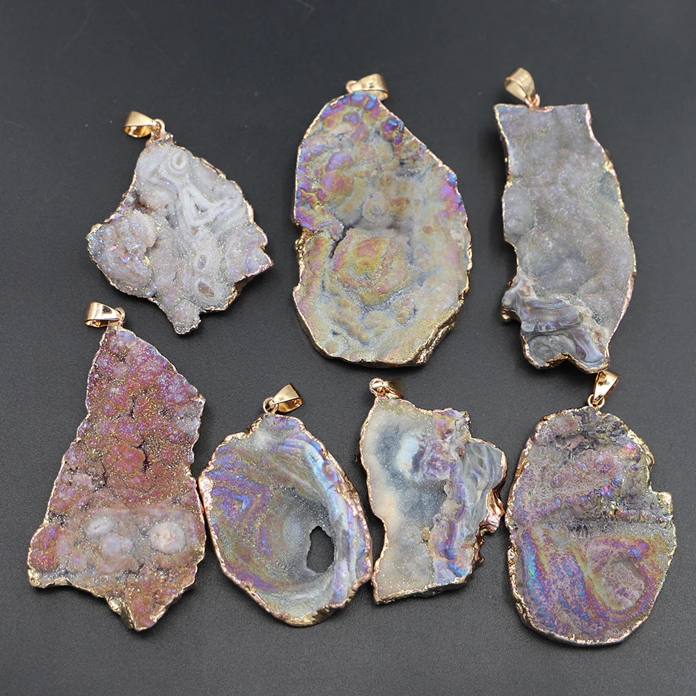Natural-Raw-Ore-Agates-Stone-Irregular-Pendant-Geode-Craft-Collection ...