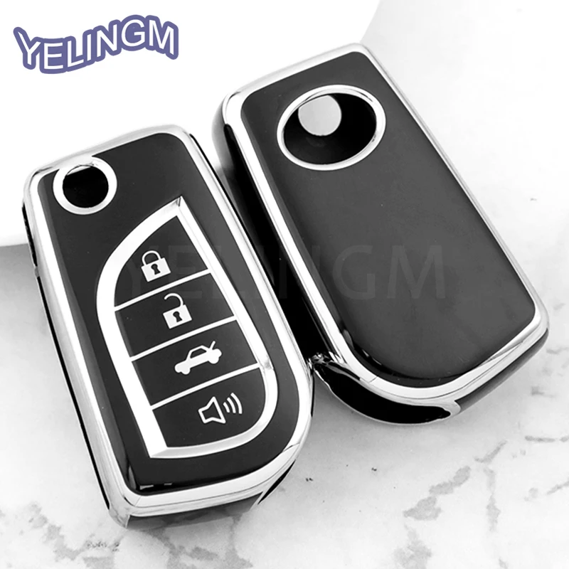 2 3 4 Buttons Silver TPU Car Key Case Cover for Toyota Hilux Corolla ...