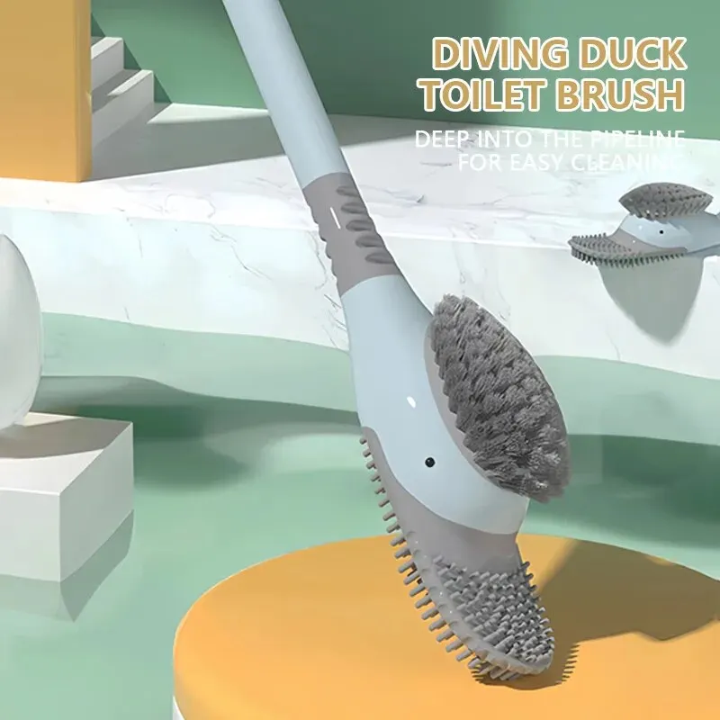 1-Pc-Diving-Duck-Toilet-Brush-Wall-Mounted-Silicone-Long-Handled-Toilet ...