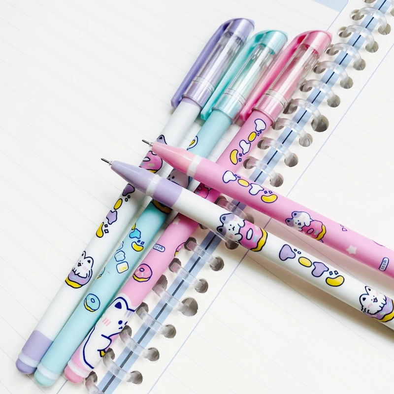 STYLO,--Stylo à bille à encre noire 0.5mm, 3 pièces, Kawaii, chats ...