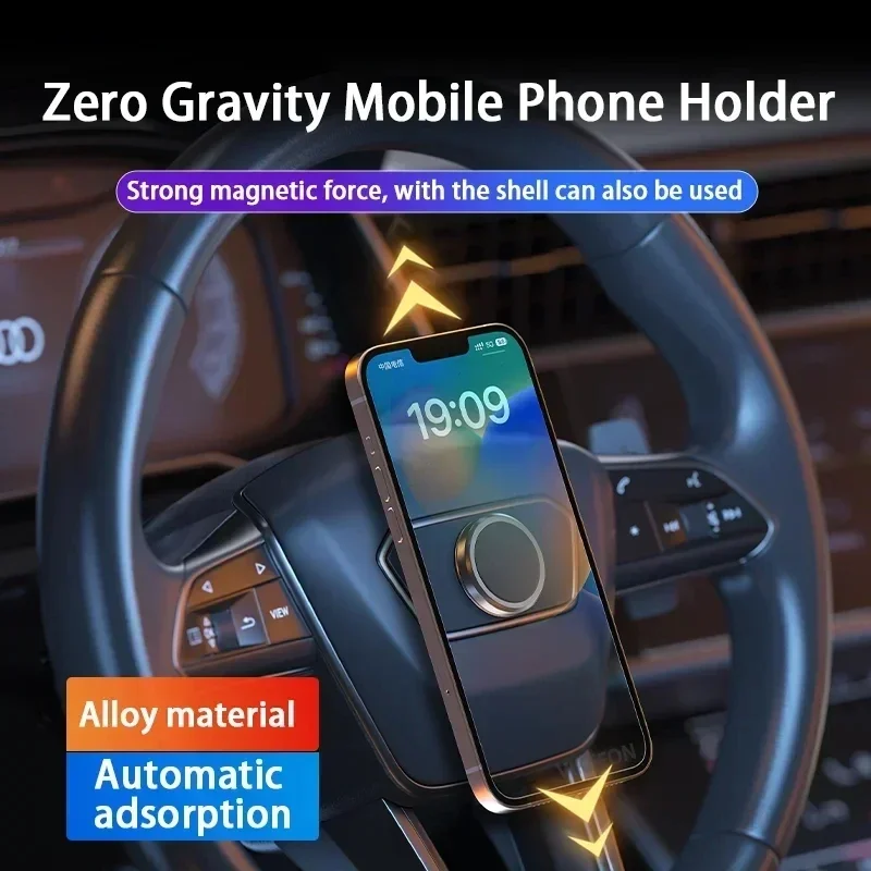 Magnetic Car Phone Holder Steering Wheel Mount Zero Gravity Mobile Cell ...