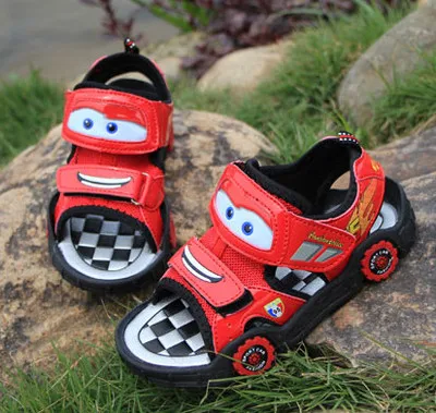 Disney cars Children Sandals Shoes Spring Autumn car lights flash LED ...