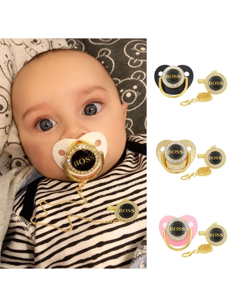 Letter Boss Print Baby Pacifier | Baby Clip Pacifier Baby Boss ...