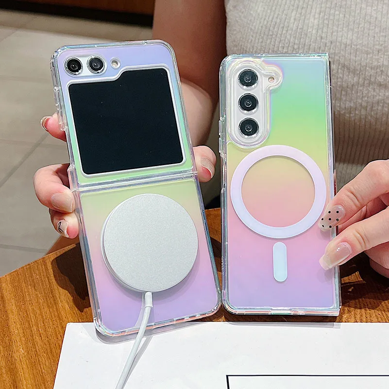 Rainbow-Aurora-Magnetic-Phone-Case-For-Samsung-GalaxyZ-FOLD-FLIP-3-4-5 ...