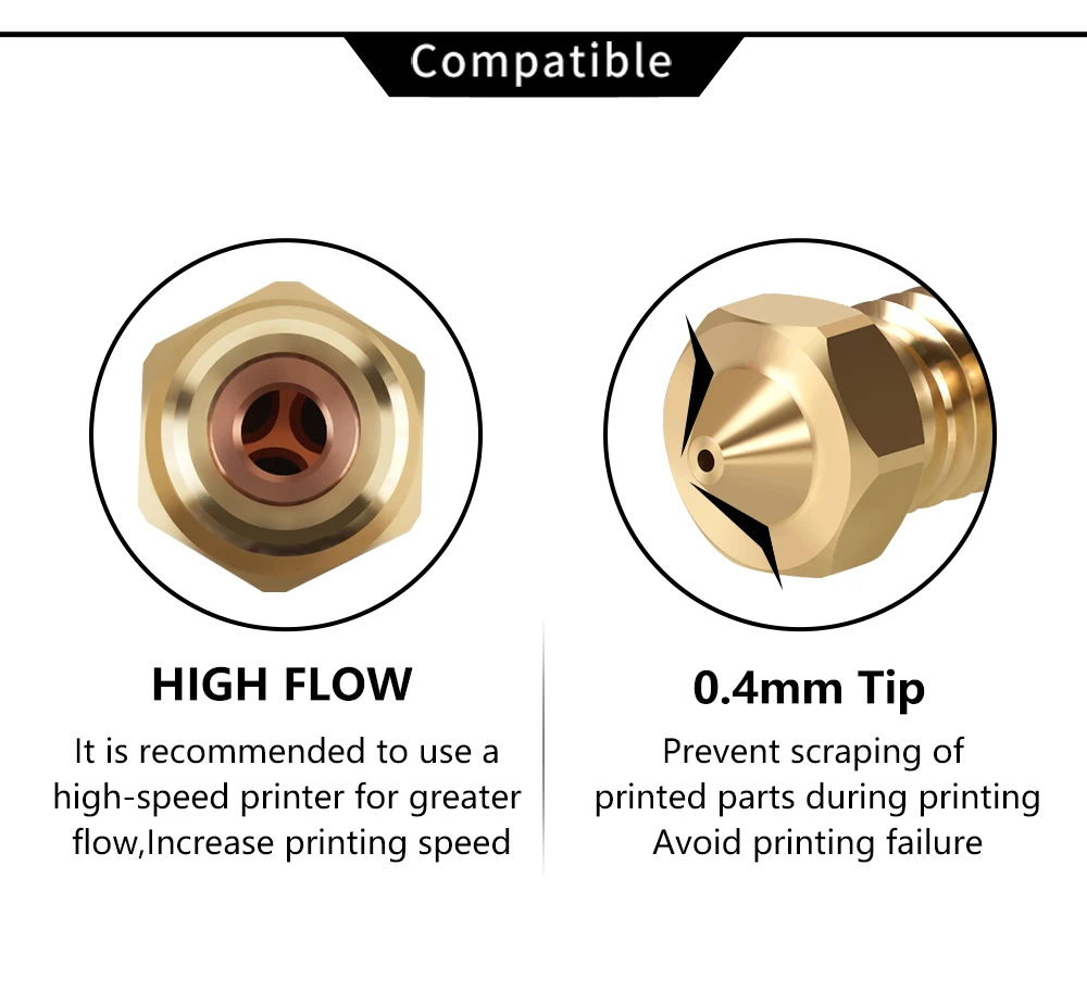 Buses en acier trempé plaqué cuivre,pièces d'imprimante 3D,buse CHT ...