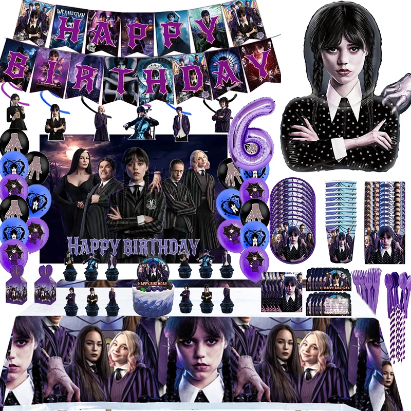 Wednesday Birthday Party Decoration Wednesday Disposable Tableware ...