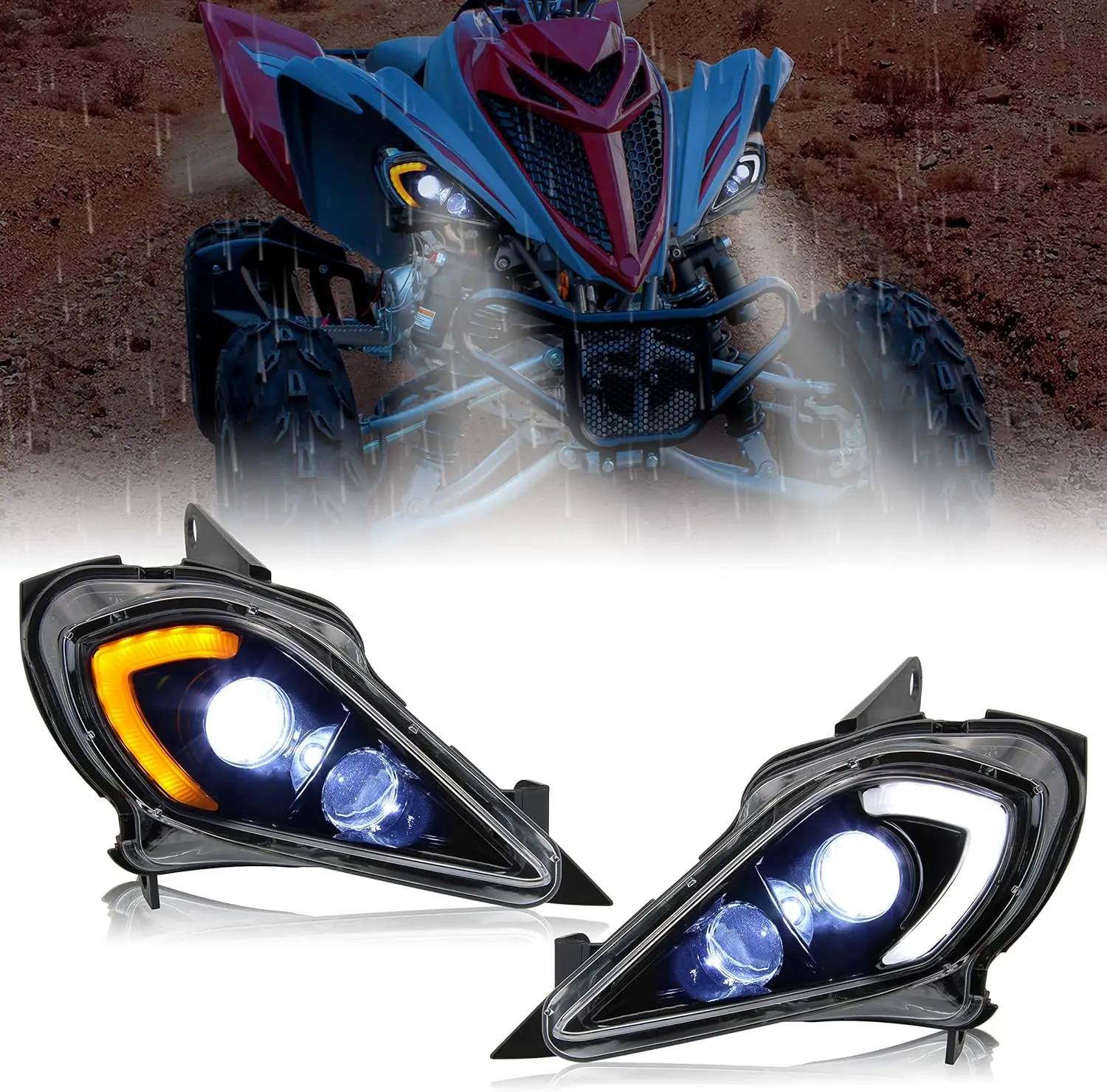 LED-Headlights-for-Yamaha-Raptor-700-700R-YFZ450-YFZ450R-YFZ450X ...